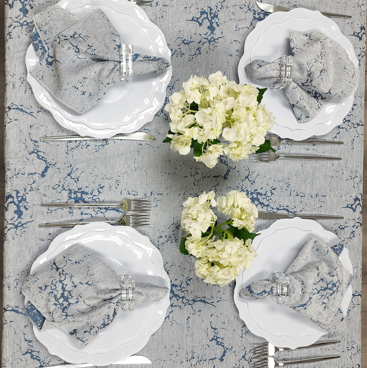 Double Sided Blue Branch Tablecloth – Belletabledecor